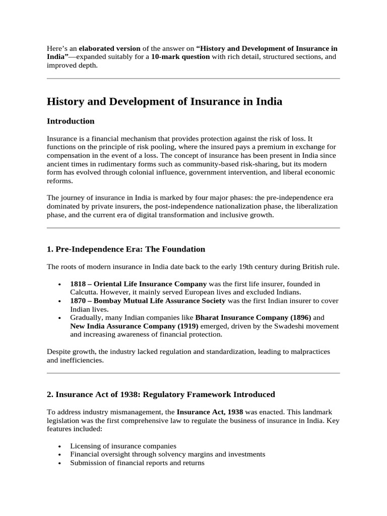 Evolution of Insurance in India | PDF | Insurance | Financial Services