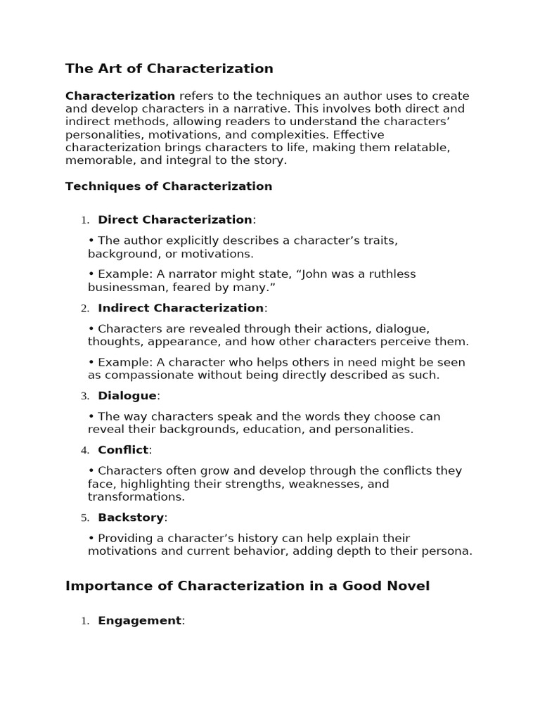 The Art of Characterisation | PDF | Narrative | Motivation