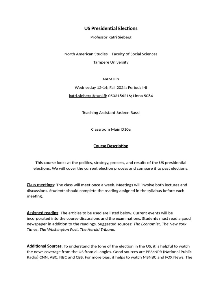 US Presidential Elections Syllabus 2024 | PDF | United States ...
