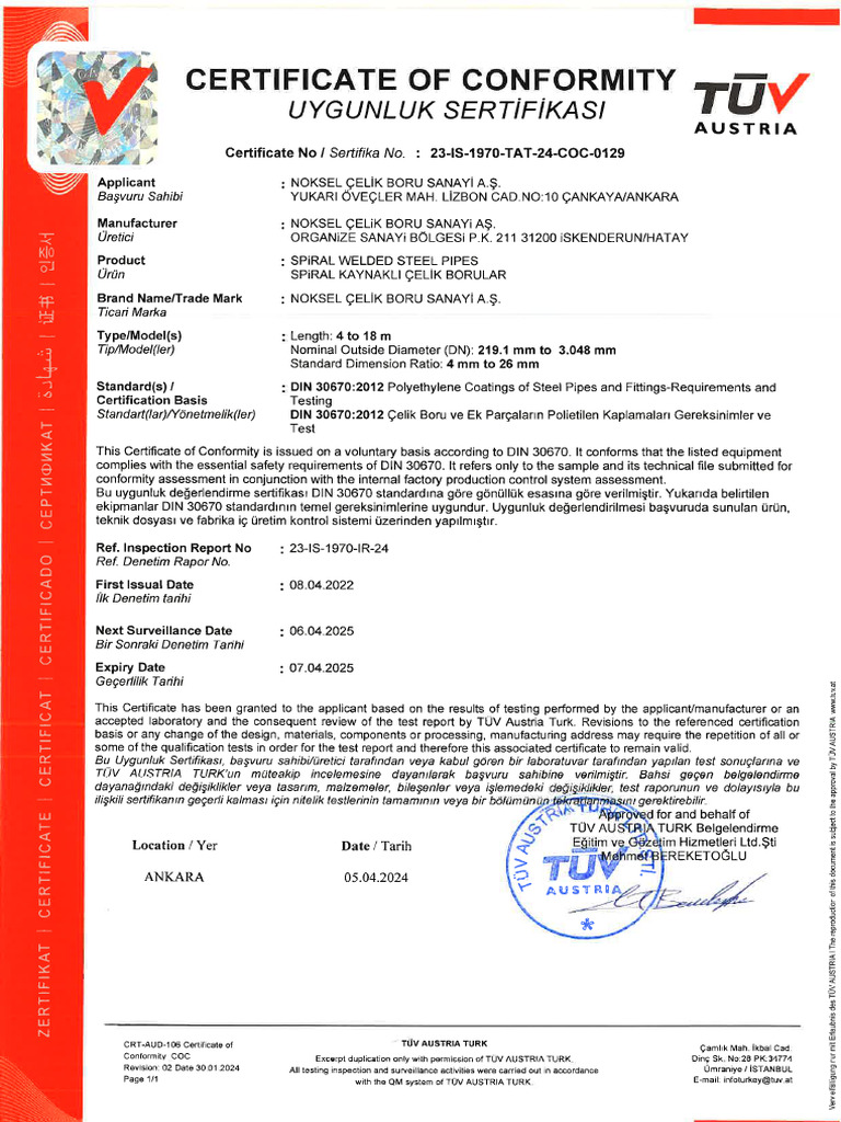 DIN 30670-2012 İSKENDERUN 7.04.2025 ENG | PDF