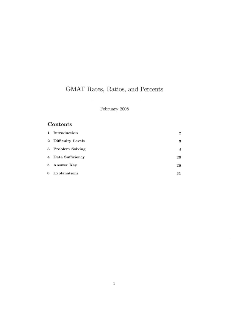 GMAT Rates, Ratios, and Percents Questions | PDF
