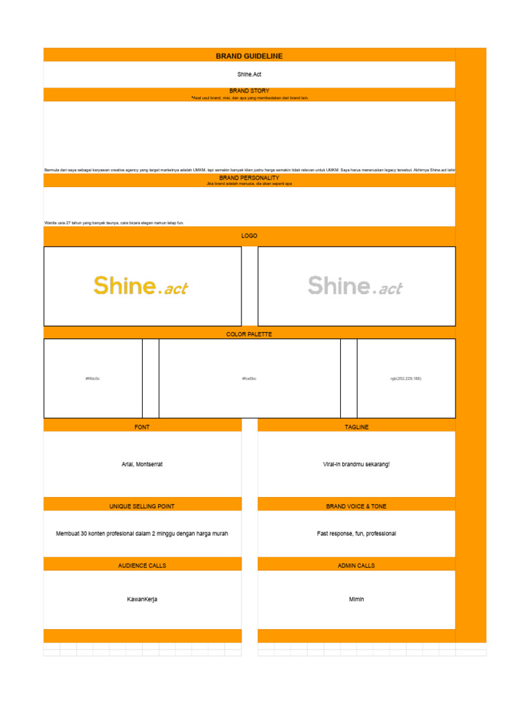 Panduan Brand Shine.Act yang Menarik | PDF