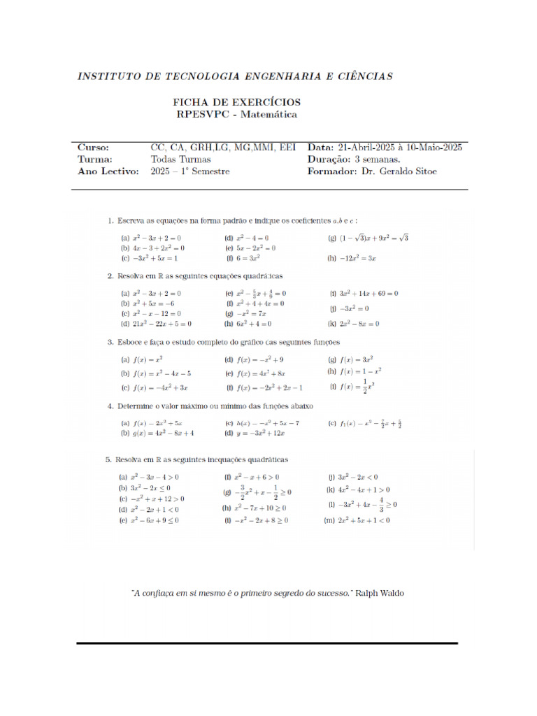 Fich.2 Equacoes e Inequecoes | PDF