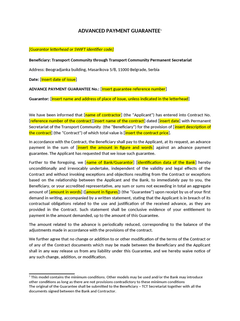 Annexe 12 Advance Payment Guarantee Template | PDF | Private Law | Business Law