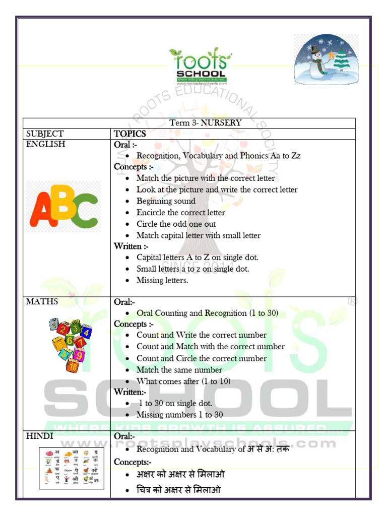 Nursery Syllabus Term Iii-1 | PDF | Plants | Botany