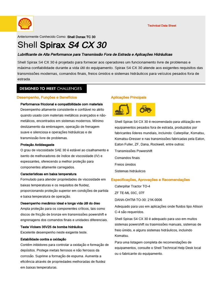 Lubrificante Shell Spirax S4 CX 30 | PDF | Freio | Óleo de motor