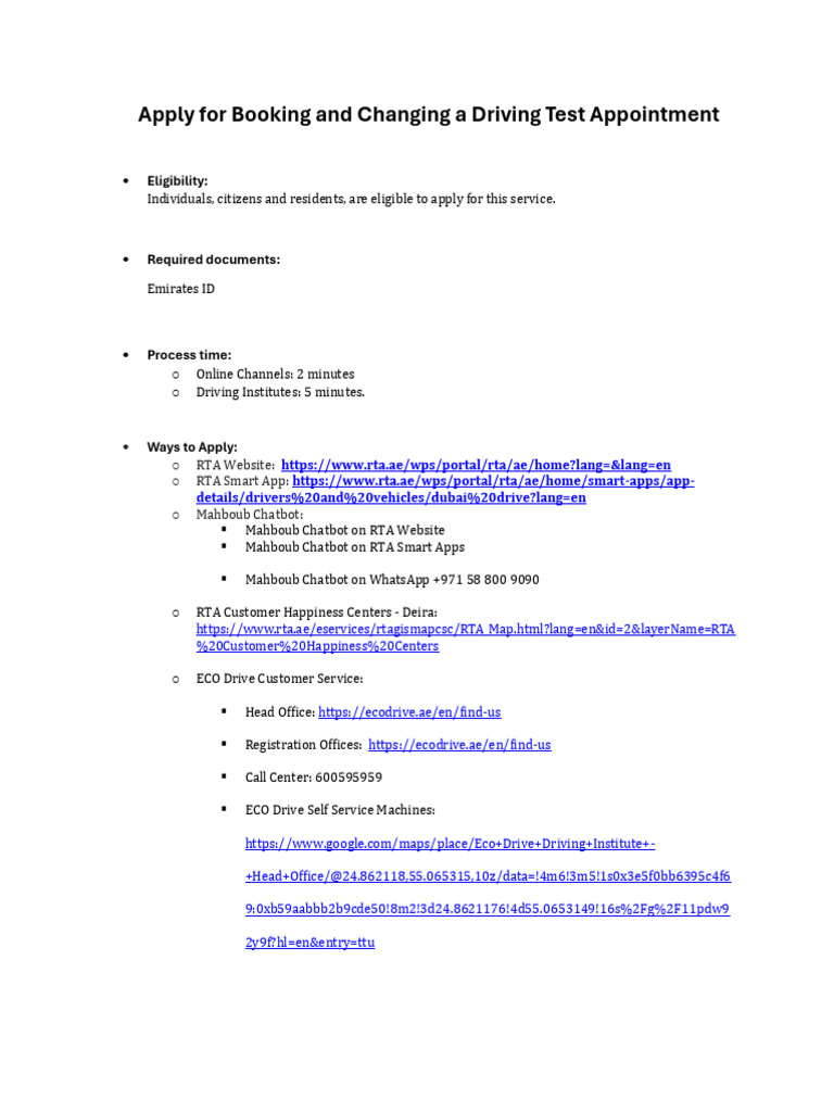 Driving Test Appointment Guide | PDF | Driver's License | Travel Visa