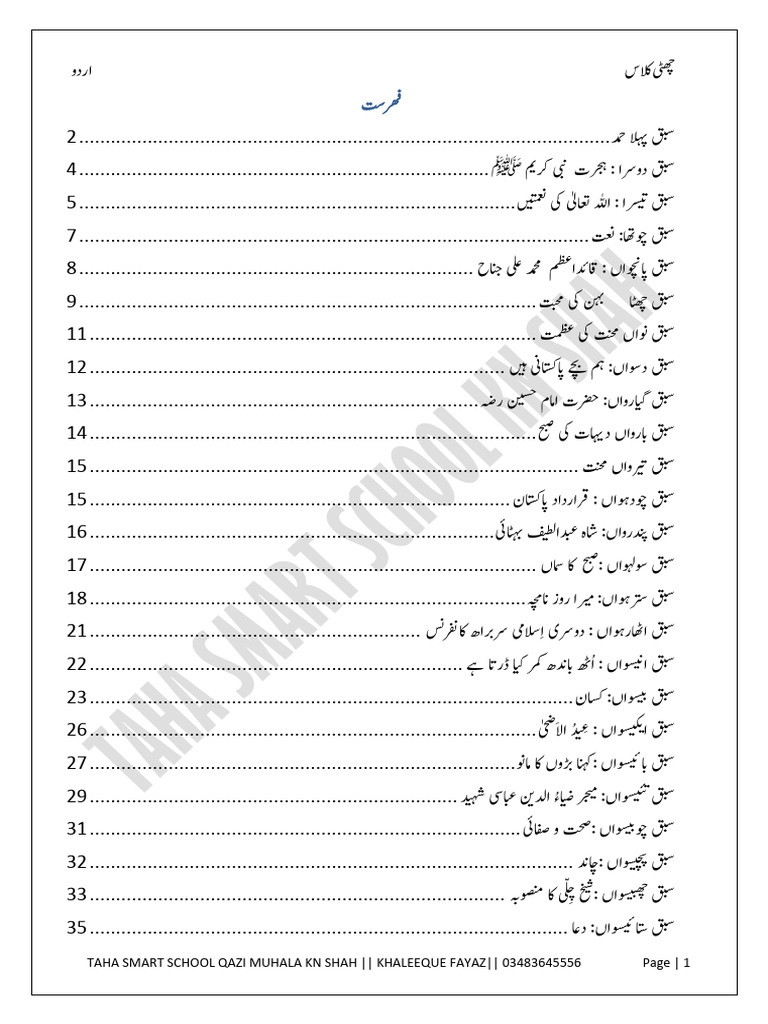 Urdu Class 6 Updated | PDF