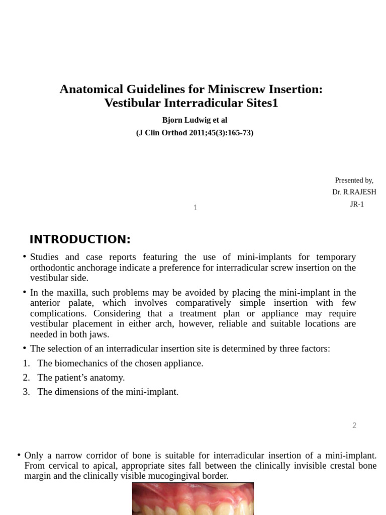 Interradicular Sites for Mini-Implants | PDF | Dental Anatomy ...