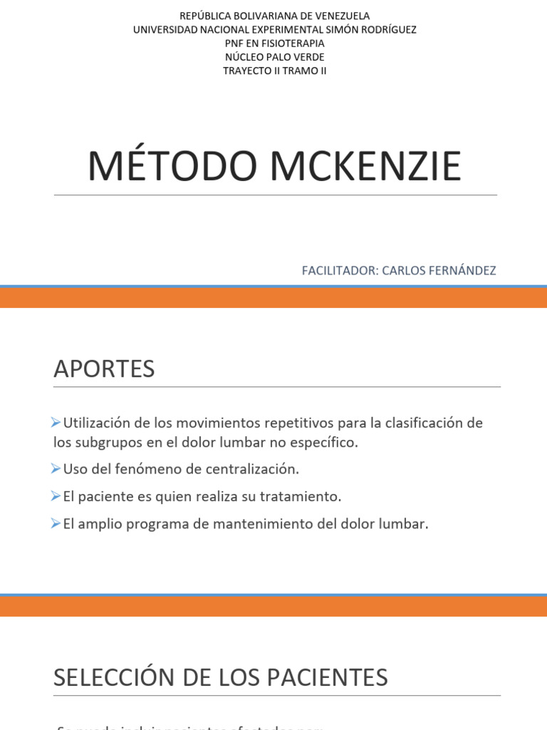 Método Mckenzie | PDF | Dolor lumbar | La columna vertebral
