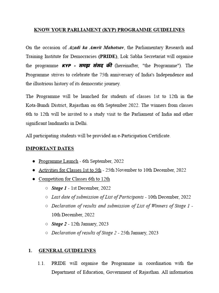 KYP Programme Guidelines (English) 26.09.2022 | PDF