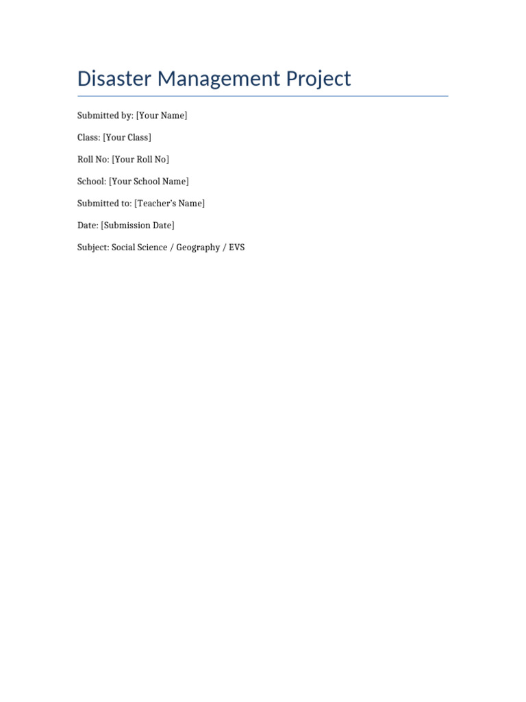 Disaster Management Project | PDF