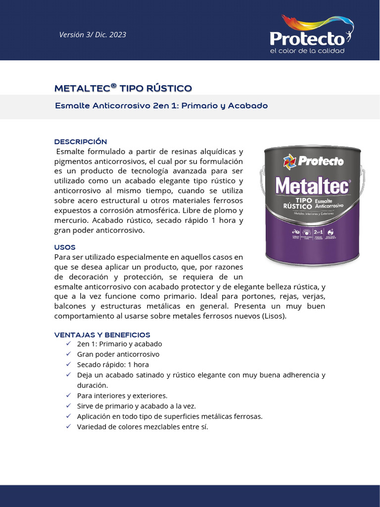 Metaltec Esmalte Anticorrosivo Tipo Rustico | PDF | Rieles | Materiales