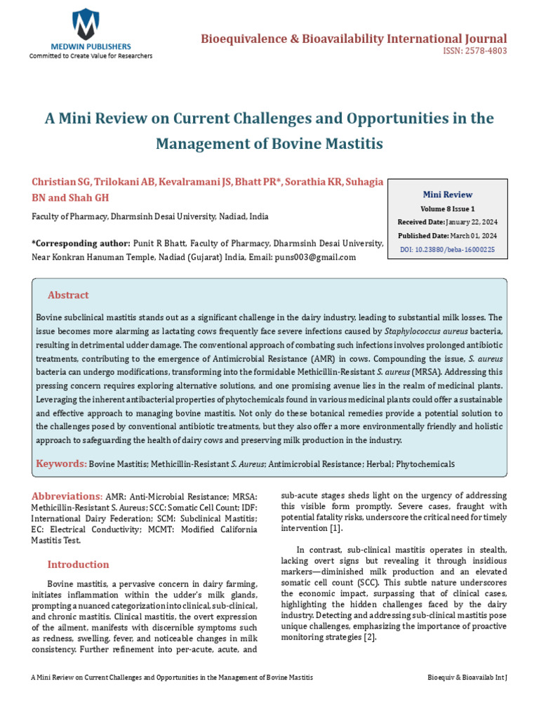 A Mini Review On Current Challenges and Opportunities in The Management ...