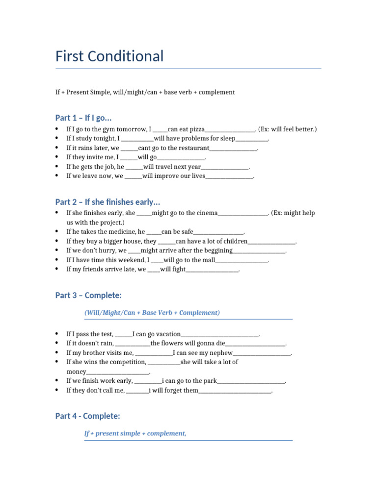 First Conditional Exercise[1] | PDF