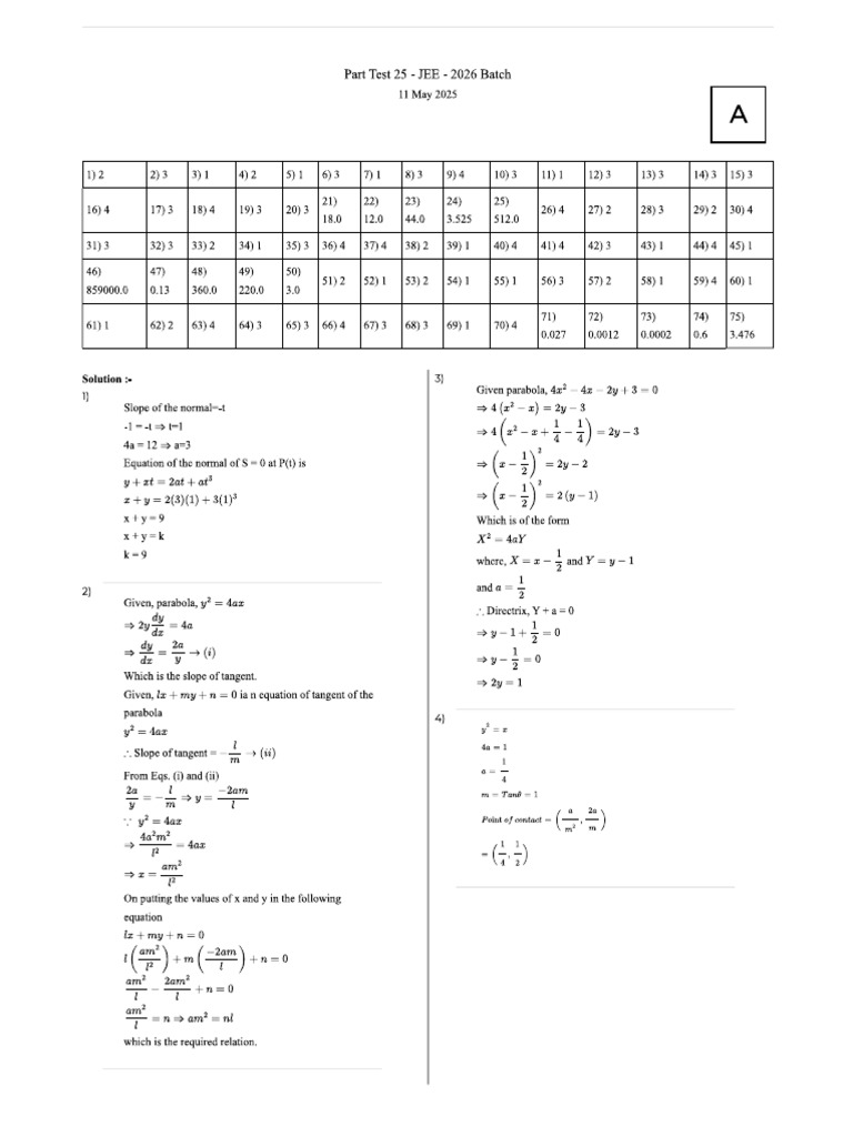 PT 25 Jee - Sa Solution | PDF
