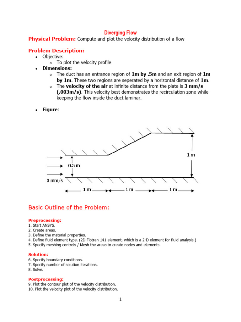 CFD@TP 1 Diverging Flow | PDF | Fluid Mechanics | Classical Mechanics