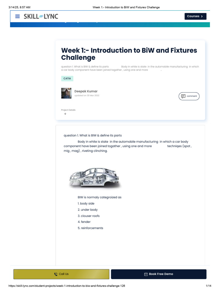 Week 1 - V3 - Introduction To BiW and Fixtures Challenge | PDF ...