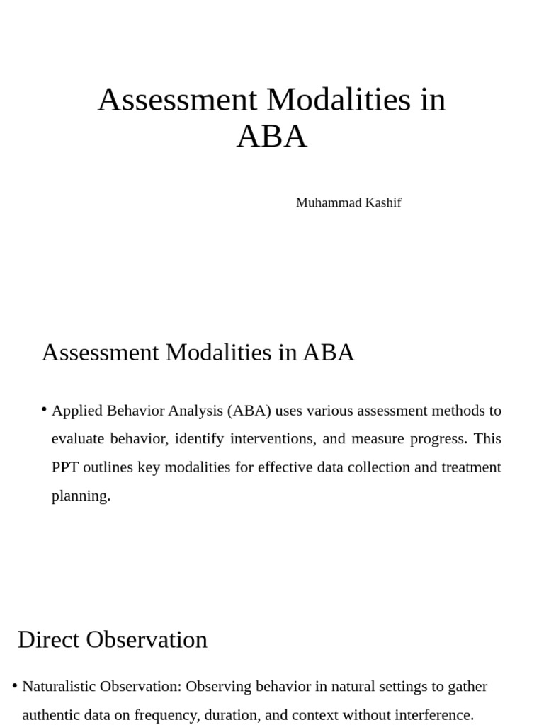 Assessment Modalities in ABA | PDF