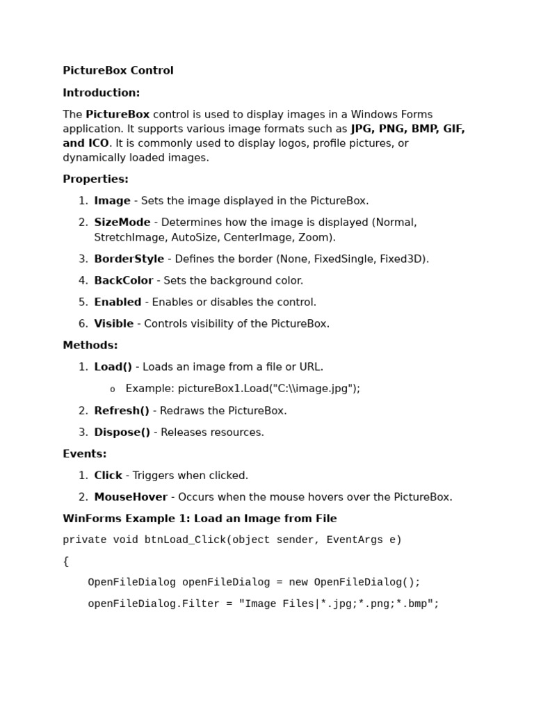 PictureBox and Date&Time Picker | PDF | Microsoft Windows | Computer Graphics