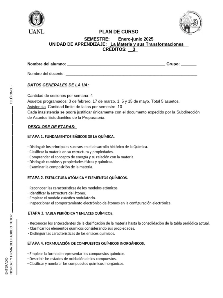 Plan Curso 2025-LMT | PDF | Química | Importar