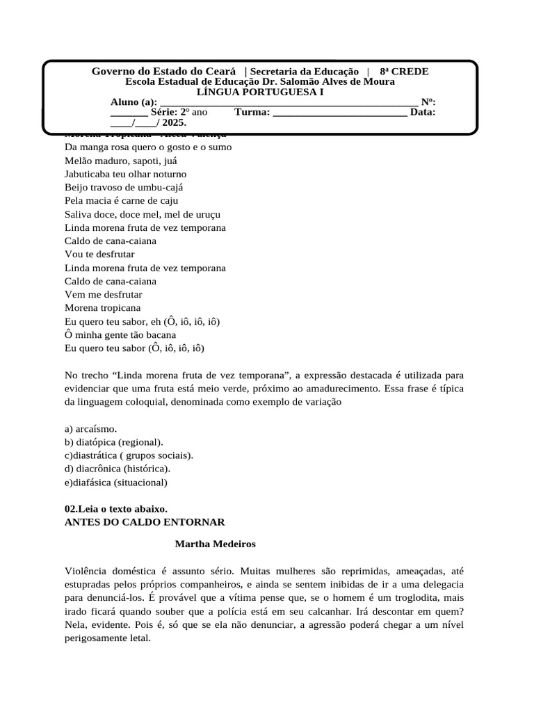 Aprofundamento - LPI - Parcial 2 | PDF | Amor | Ônibus
