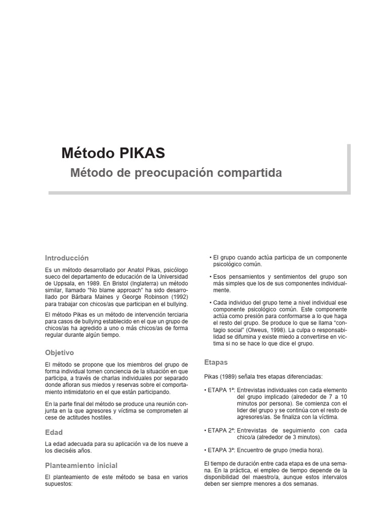 Método Pikas contra el bullying | PDF | Violencia | Agresión