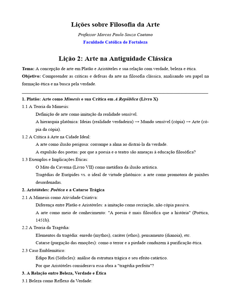 Filosofia da arte | PDF | Aristóteles | Tragédia