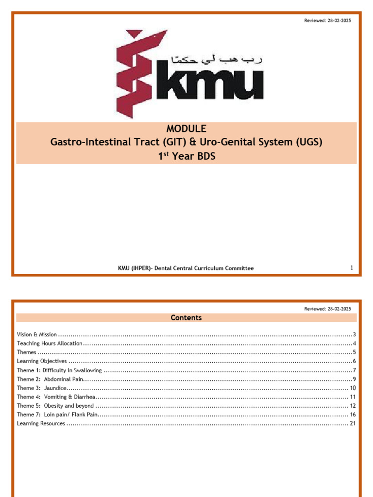 GIT & UGS Module (28th Feb 2025) | PDF | Citric Acid Cycle | Chemistry