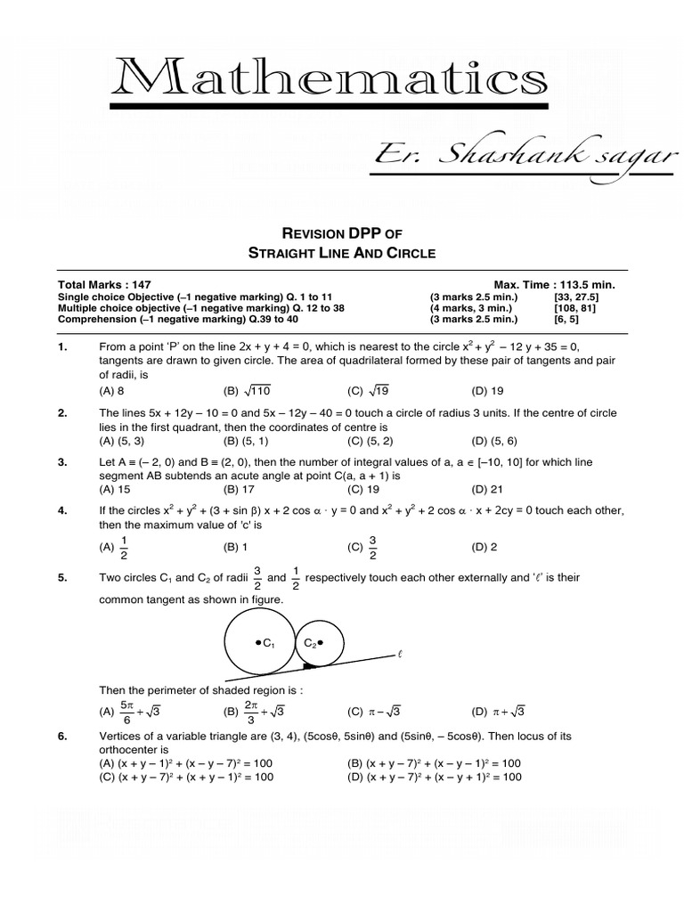 Maths DPP (5) - 241102 - 223951 | PDF | Circle | Geometric Shapes