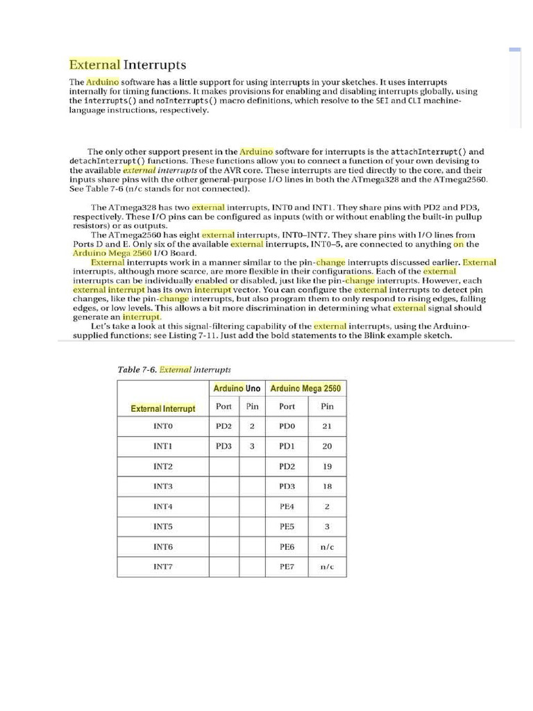 Interrupts Mega2560 | PDF