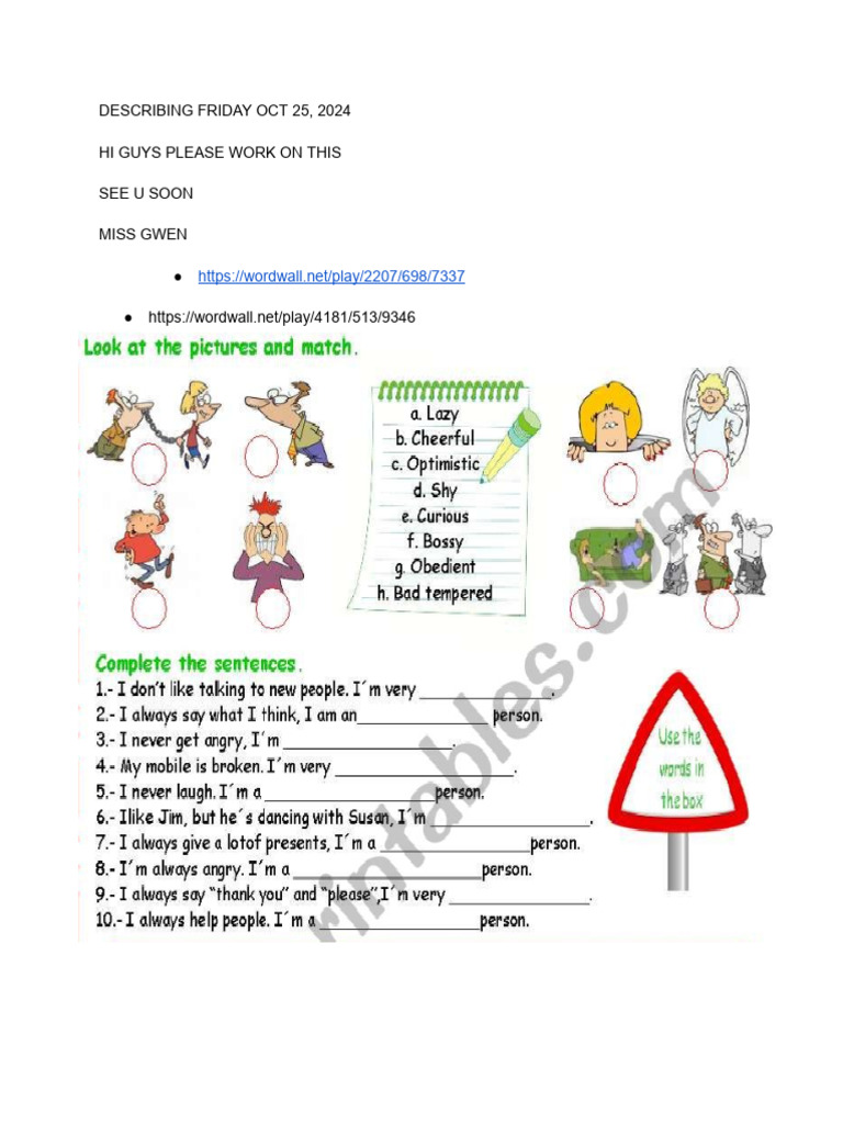 Describing Friday Oct 25, 2024 | PDF