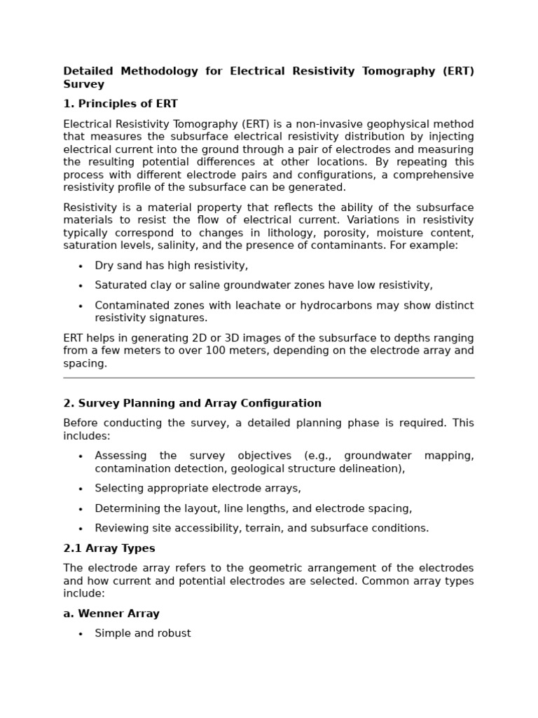 ERT Survey Methodology and Equipment | PDF | Electrical Resistivity And Conductivity | Electricity