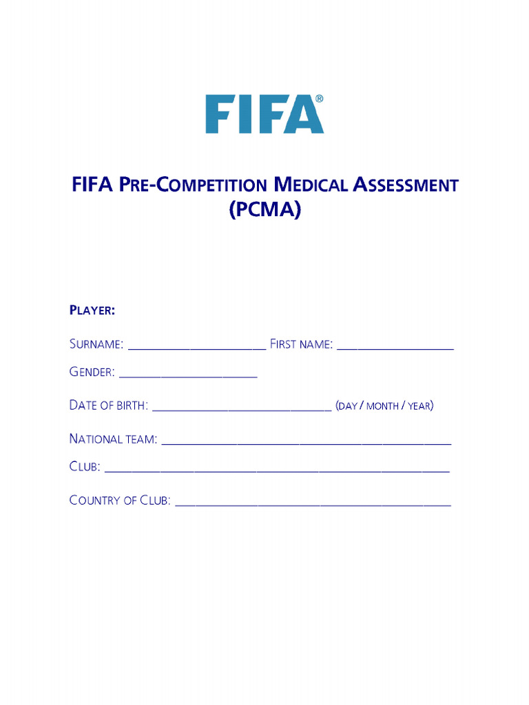 Fifa Pre Competition Medical Assessment Men 2835608 | PDF