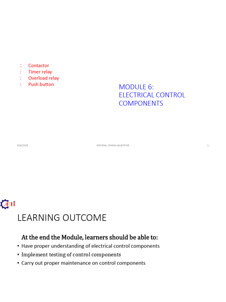 MODULE 6-ELECTRICAL CONTROL COMPONENTS (Compatibility Mode) | PDF ...