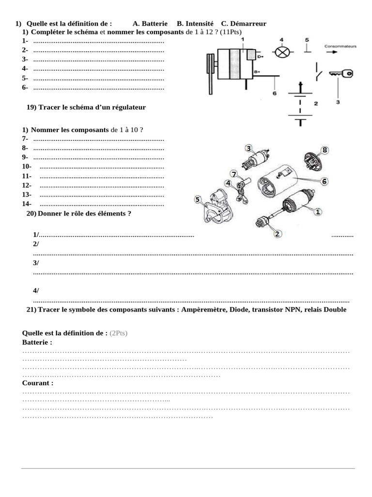 Schéma et Définitions Électricité Auto | PDF | Diode | Composants ...