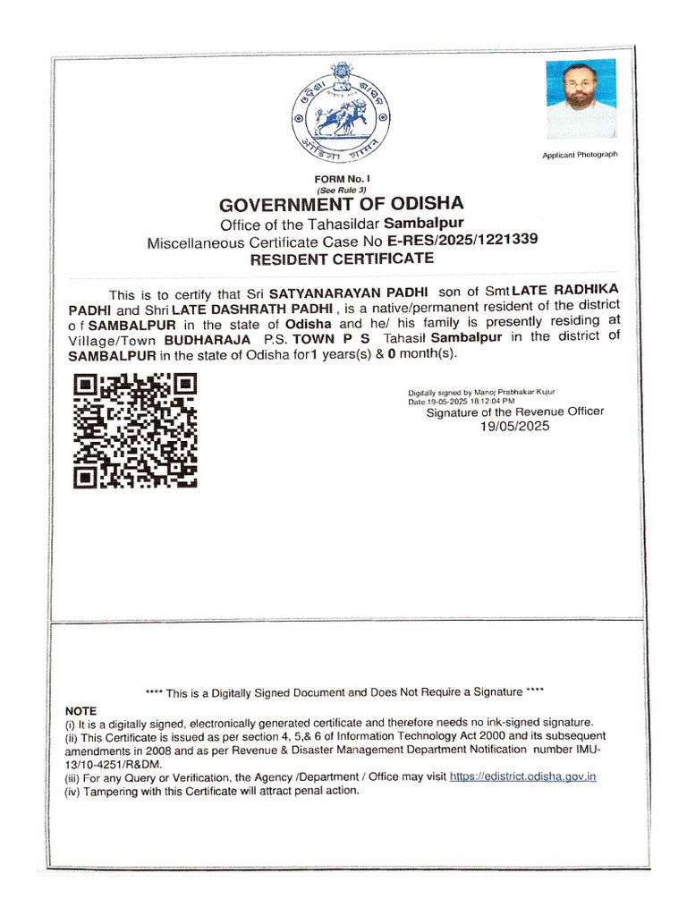 Resident Certificate | PDF