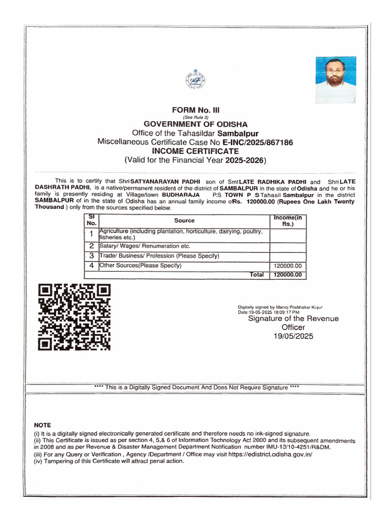 Income Certificate | PDF