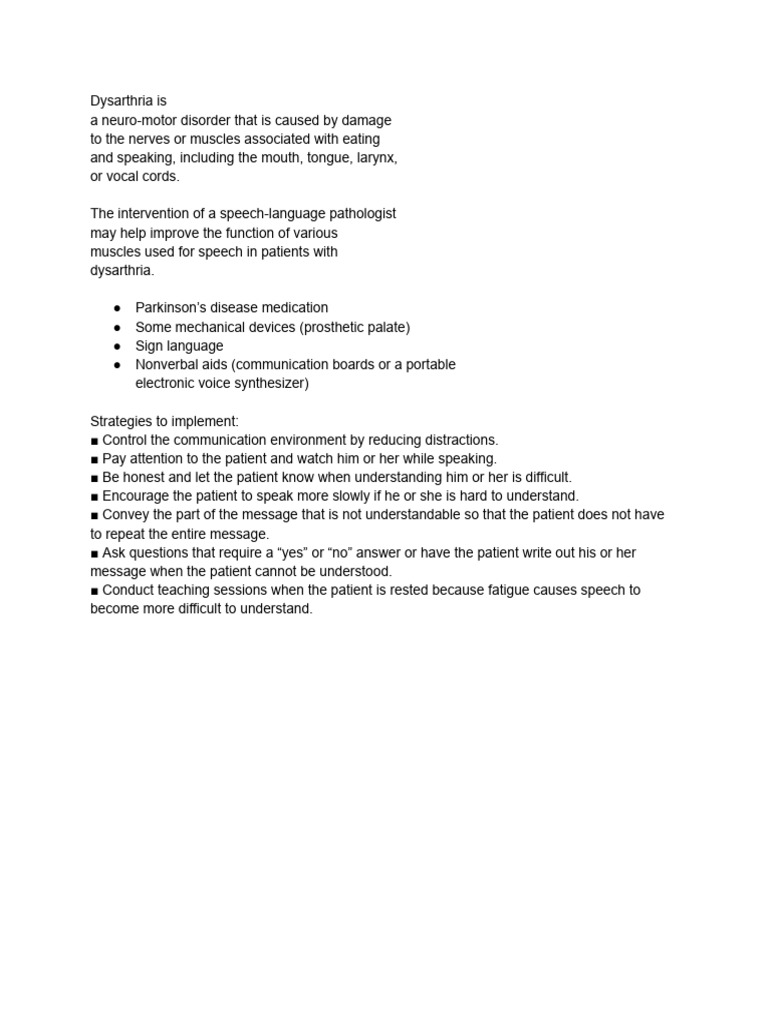 Strategies for Managing Dysarthria | PDF