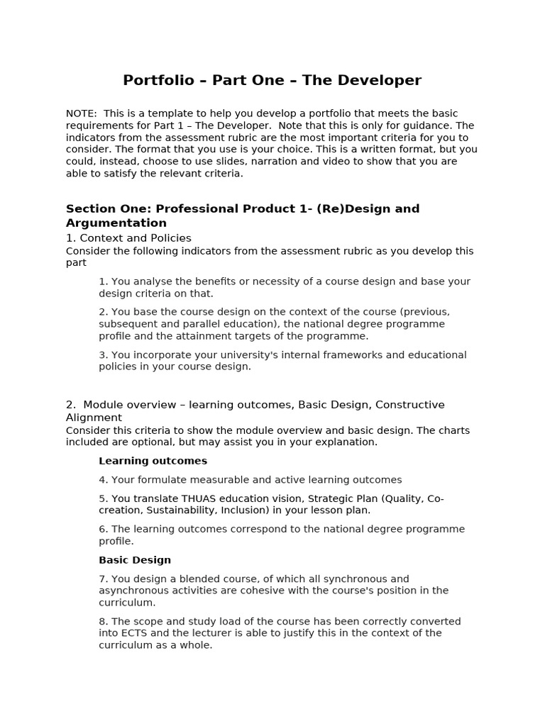Developer Portfolio Template Guide | PDF | Lesson Plan | Learning