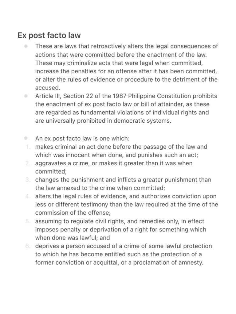 Ex Post Facto Law | PDF