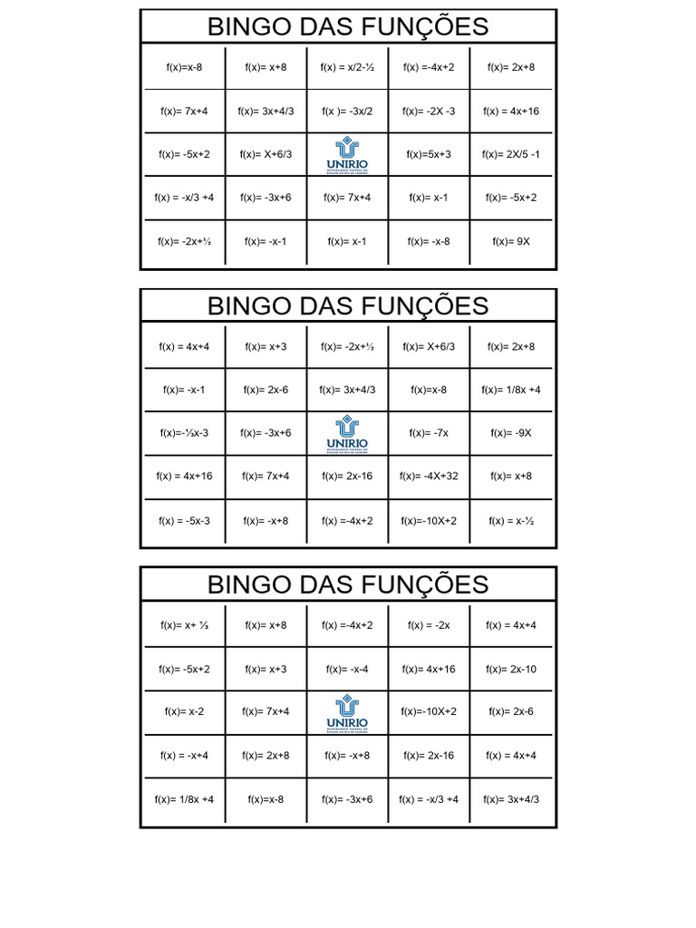 Bingo Das Funções | PDF