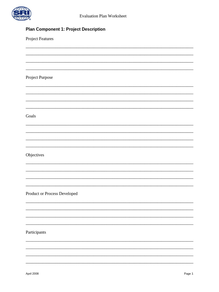 EvaluationPlanWorksheet | PDF | Evaluation | Methodology