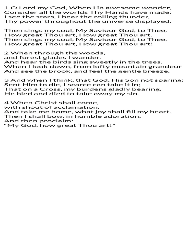 How Great Thou Art: A Hymn of Praise | PDF