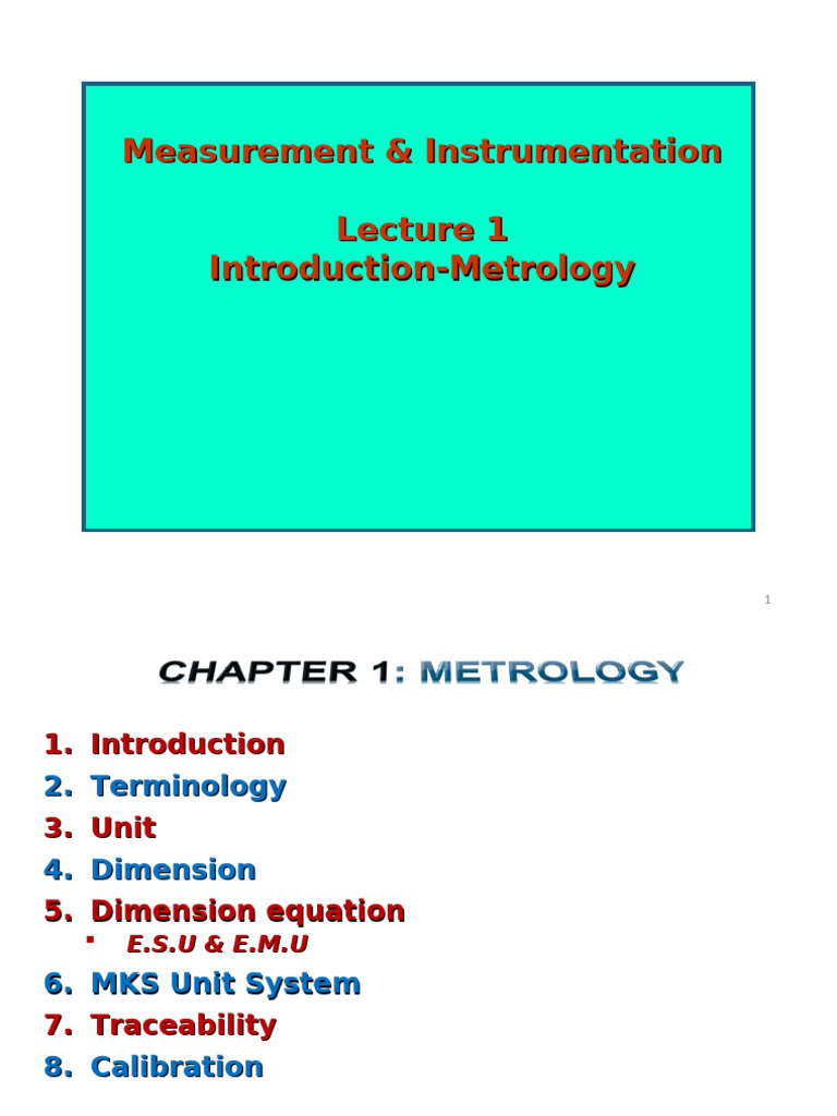 Introduction to Metrology and Measurement | PDF | International System ...