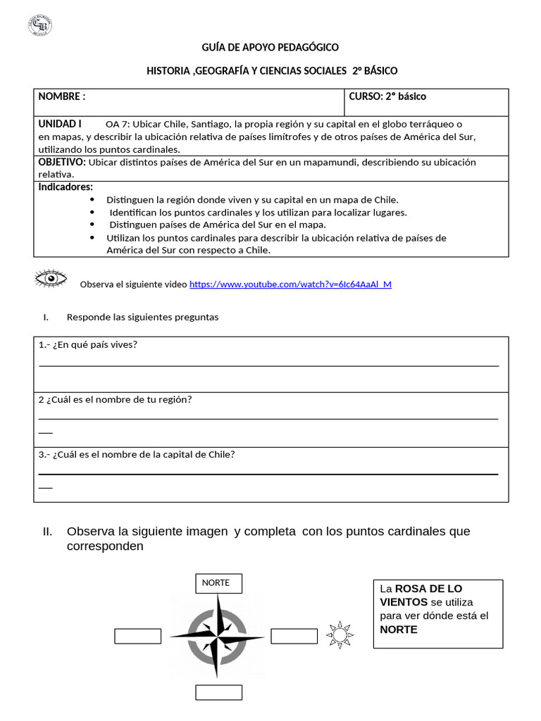 2° BÁSICO HISTORIA Guía Ubicación Países de Sudamerica | PDF | Américas ...