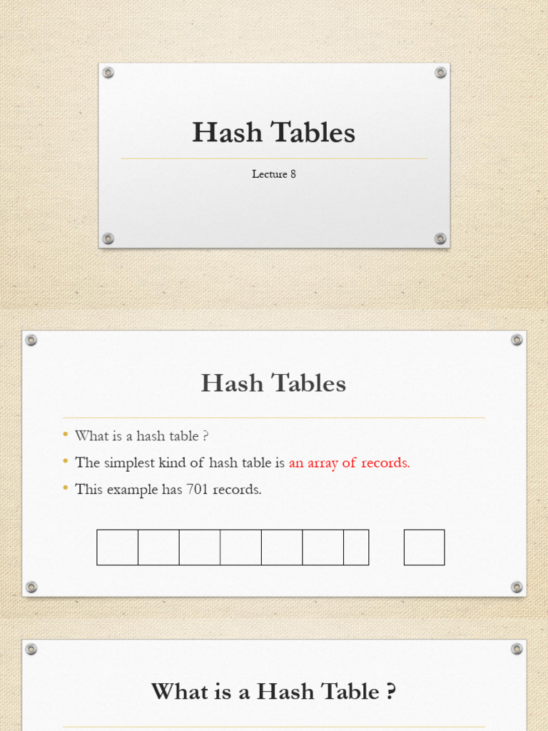 Lecture 7 - Hash Tables | PDF | Computer Programming | Algorithms And ...