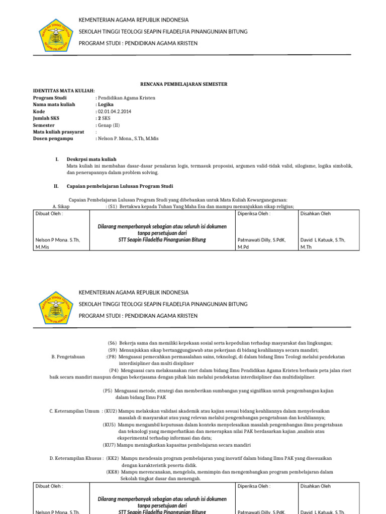 Contoh RPS Logika | PDF