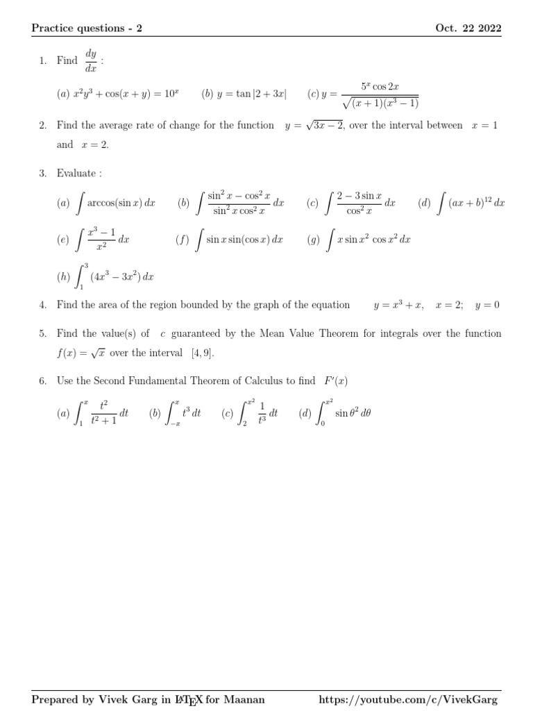 Practice Questions - 2 | PDF | Mathematical Concepts | Mathematical Objects