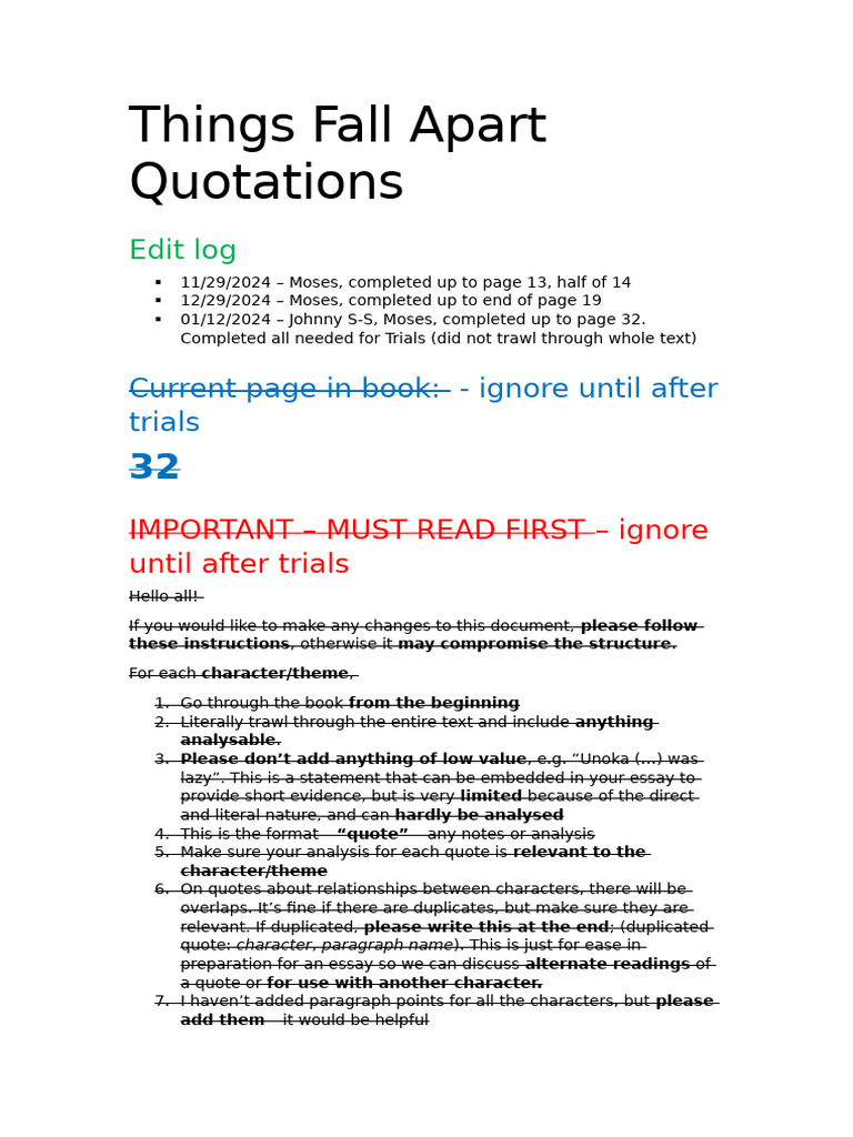 Key Quotations from Things Fall Apart | PDF
